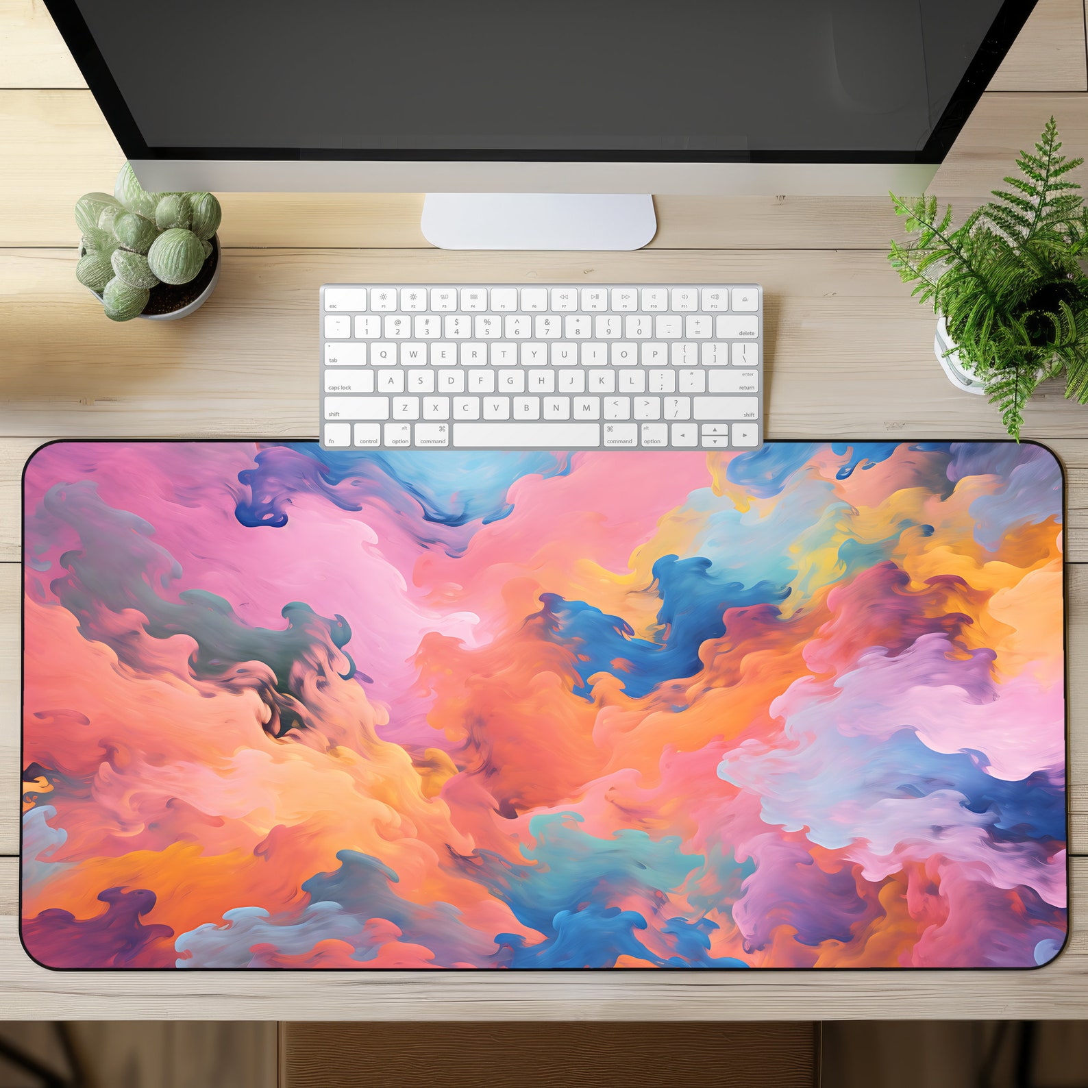 Pastel Clouds Desk Mat Misty Clouds Mousepad Abstract Mouse Pad Pastel ...