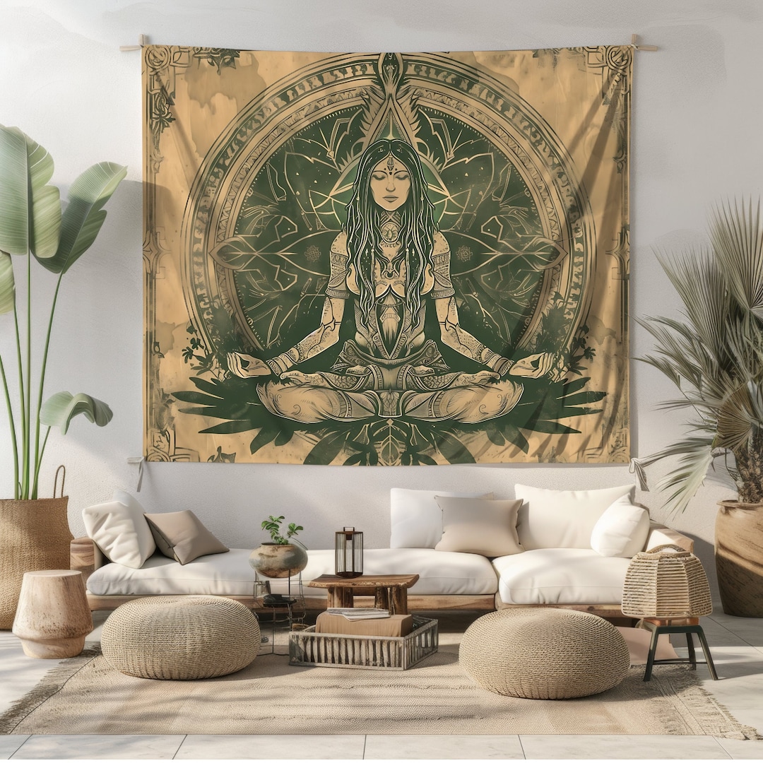 Nature Goddess Wall Tapestry Mysterious Occult Wall Art Meditation Wall ...