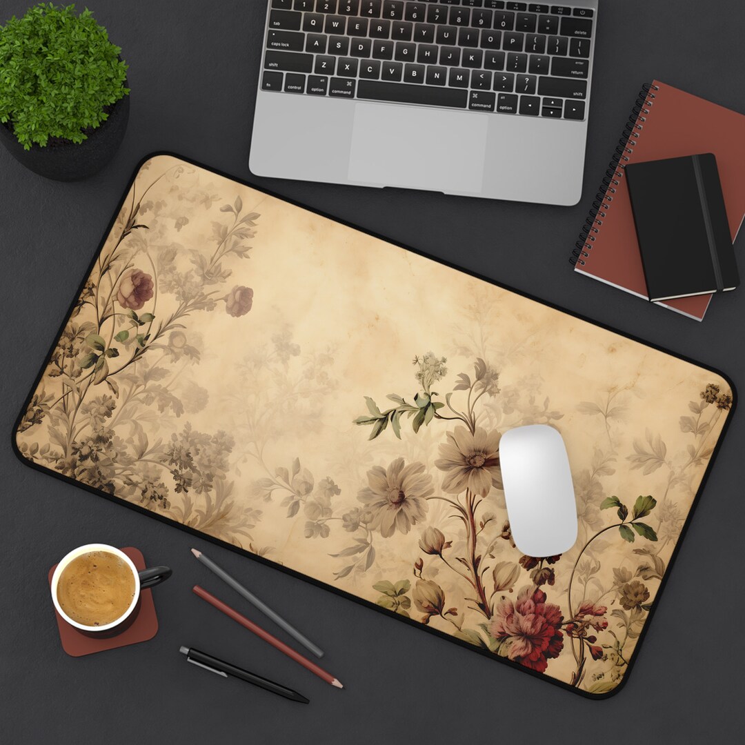 Retro Pressed Wildflowers Desk Mat Cottagecore Mat Beige Mouse - Etsy