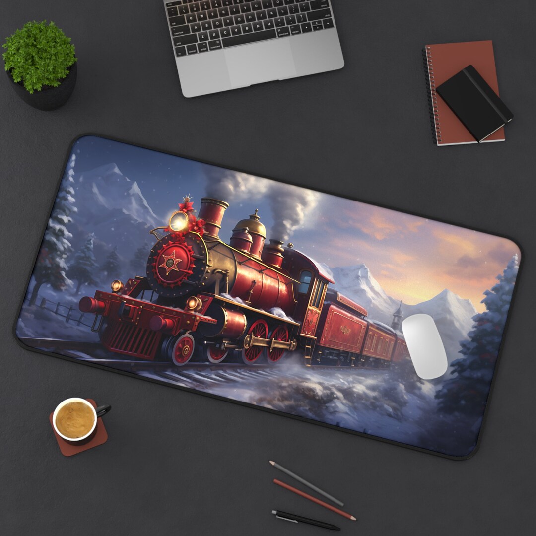 Christmas Train Desk Mat Christmas Deskmat Nature Winter Holiday Mouse ...