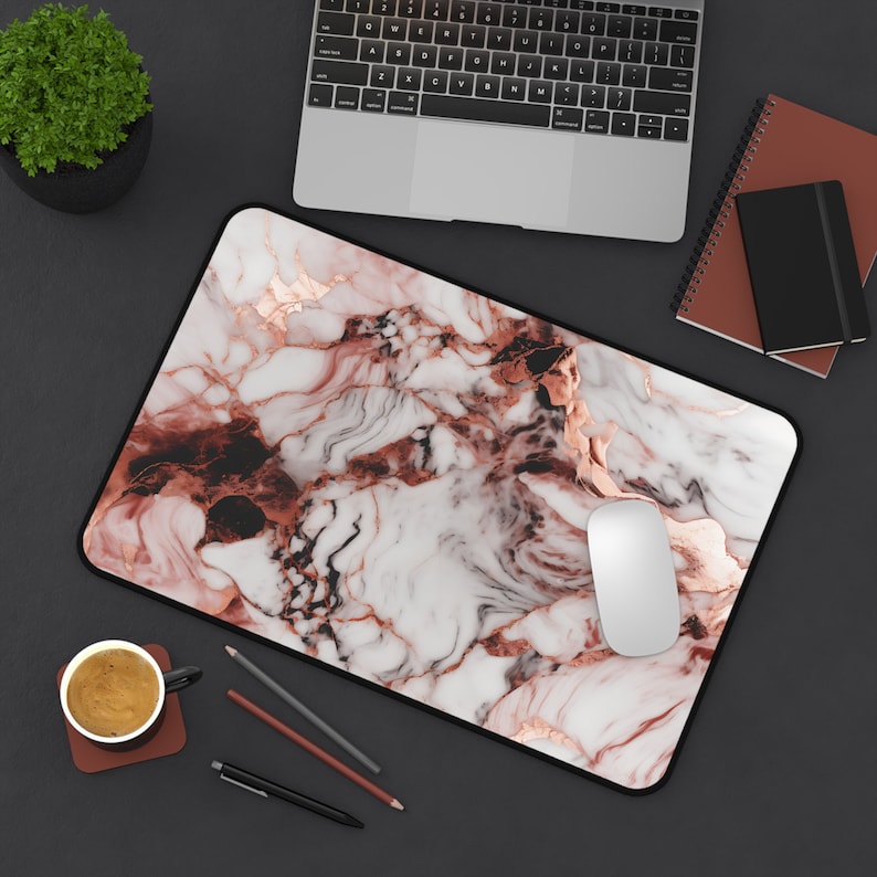 Gold Brown Luxury Marble Desk Mat Elegant Marble Mat Gold Mouse Pad ...