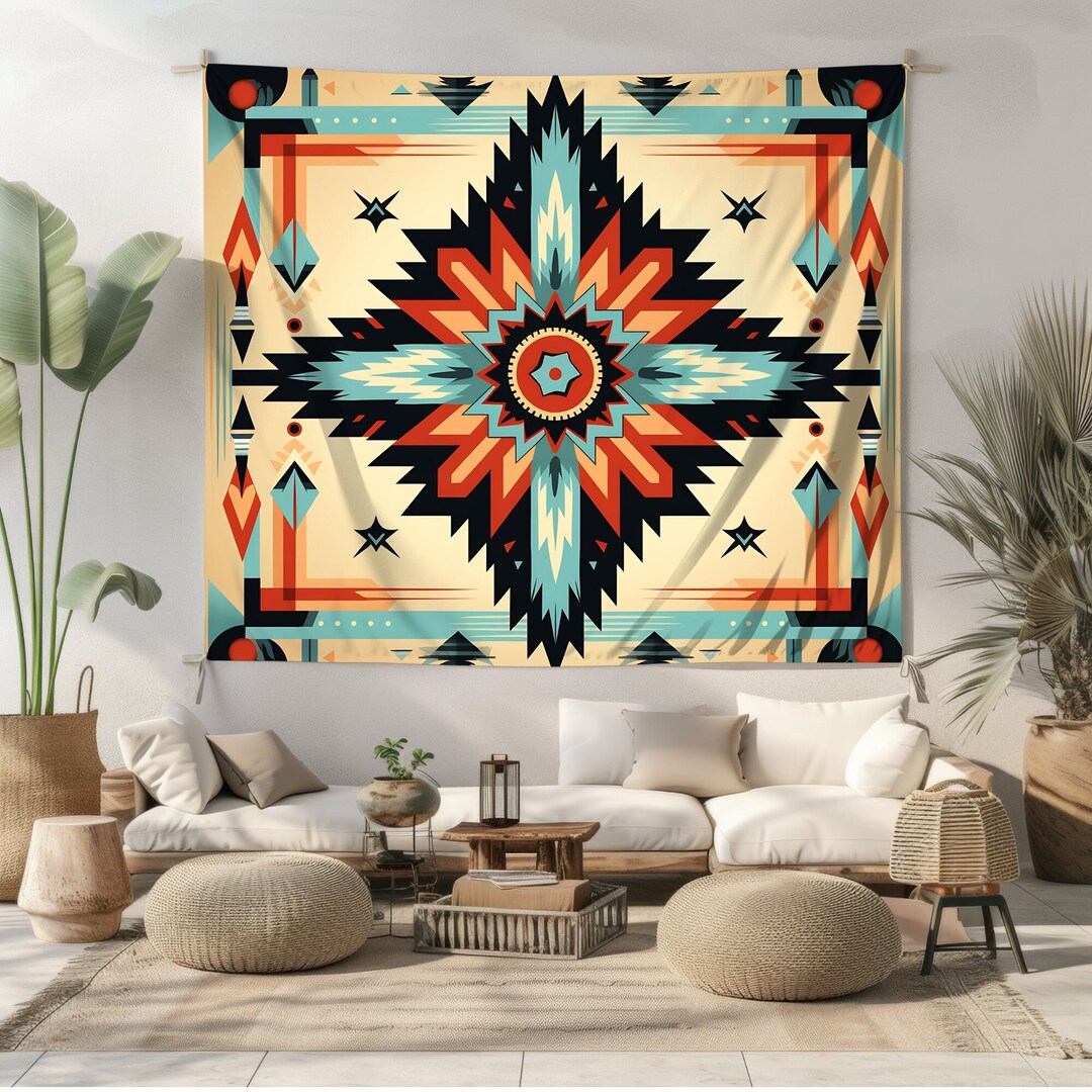 Native Aztec Design Wall Tapestry Tribal Art Aesthetic Tribal Wall Art ...