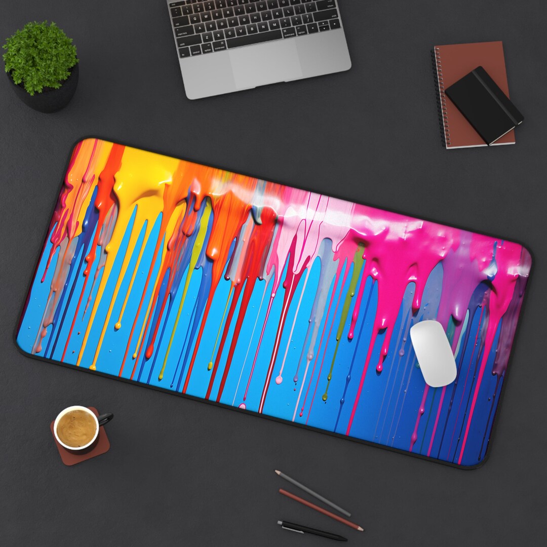 Dripping Paint Desk Mat Cloroful Mousepad Artistic Desk Mat Abstract ...