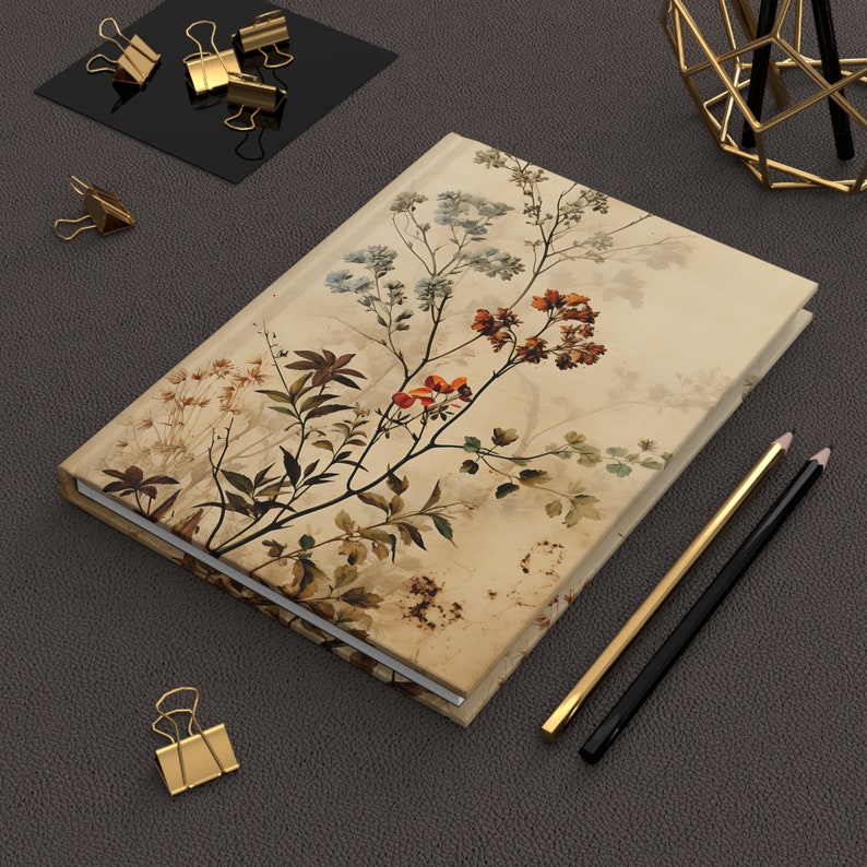 Vintage Pressed Wild Flower Hardcover Journal Floral Notebook Botanical ...