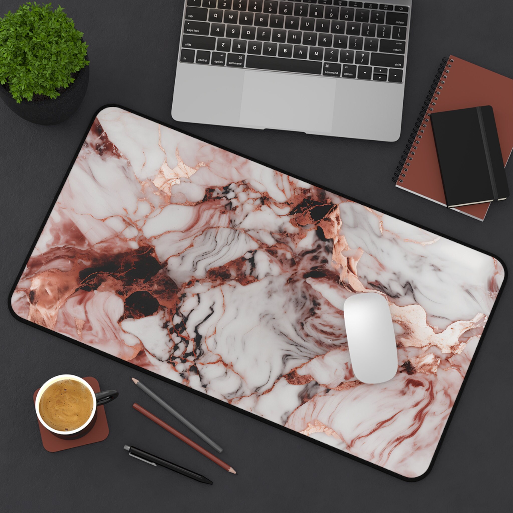 Gold Brown Luxury Marble Desk Mat Elegant Marble Mat Gold Mouse Pad ...