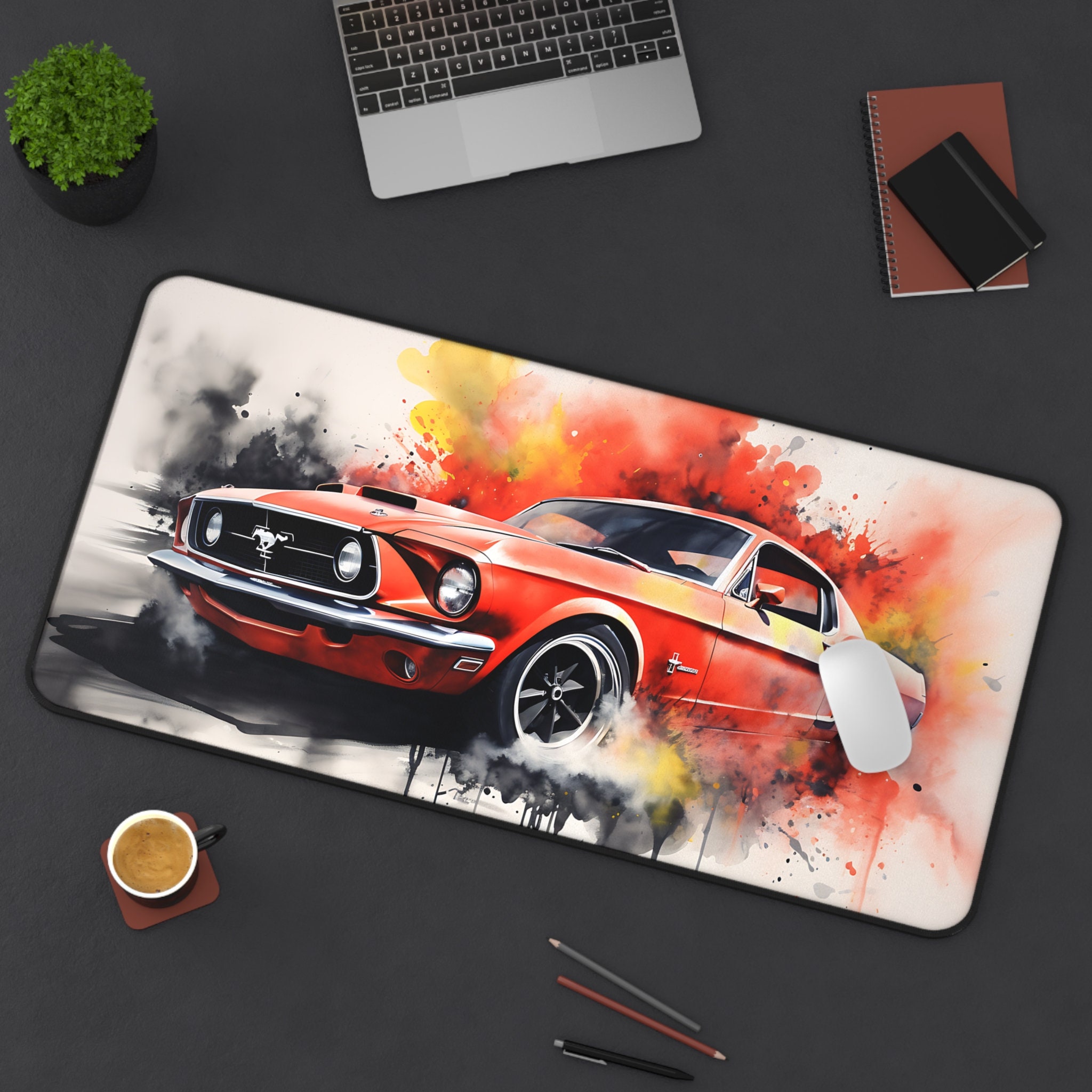 Classic Ford Mustang Desk Mat Vintage Car Mousepad Retro Car Desk Mat ...