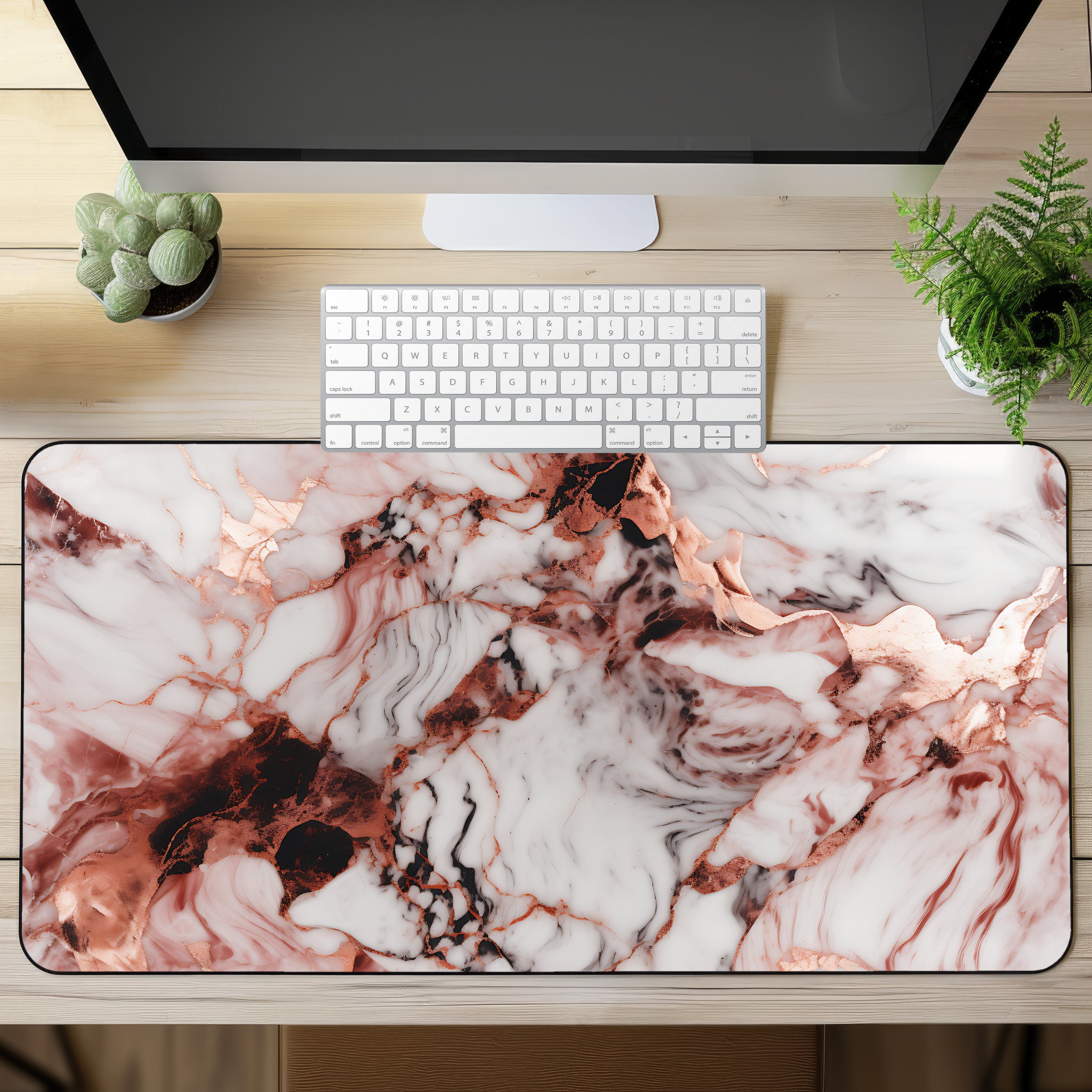 Gold Brown Luxury Marble Desk Mat Elegant Marble Mat Gold Mouse Pad ...