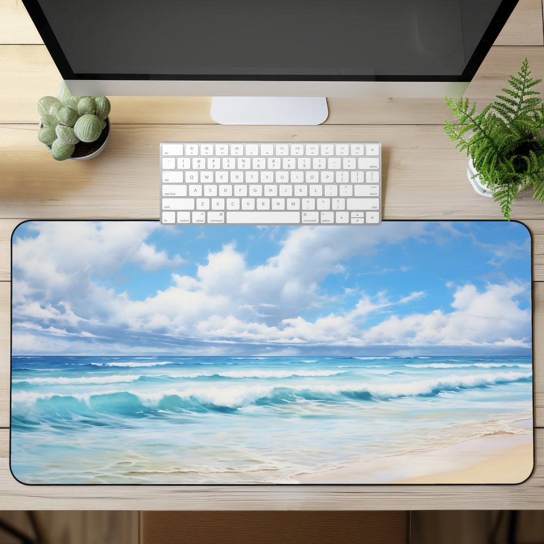 Beach Waves Desk Mat Blue Sky Desk Mat Tropical Paradise Mouse Pad ...