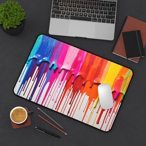 Dripping Paint Desk Mat Cloroful Mousepad Artistic Desk Mat Abstract ...