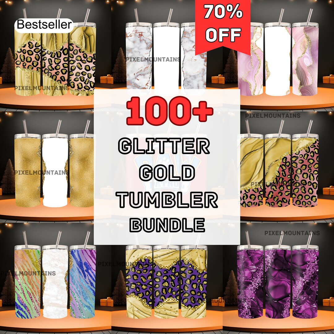 100 Glitter Digital Tumbler Wraps Gold Glitter Digital Paper - Etsy