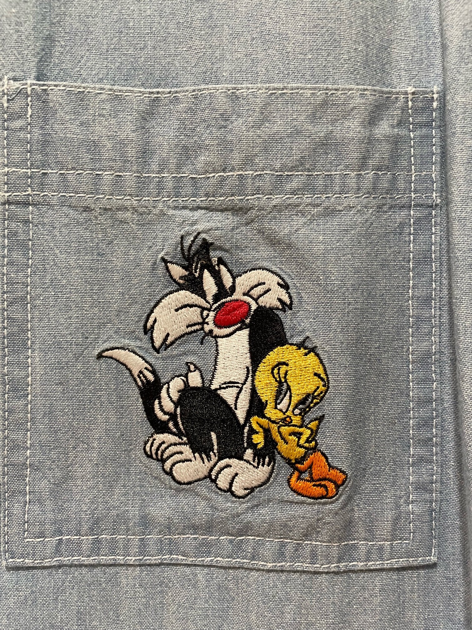 Looney Tunes Classic Wear Denim Dress Sylvester and Tweety Vintage 90s ...