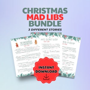 3 Christmas Mad Libs Stories Bundle, Holiday Party Game Printable ...