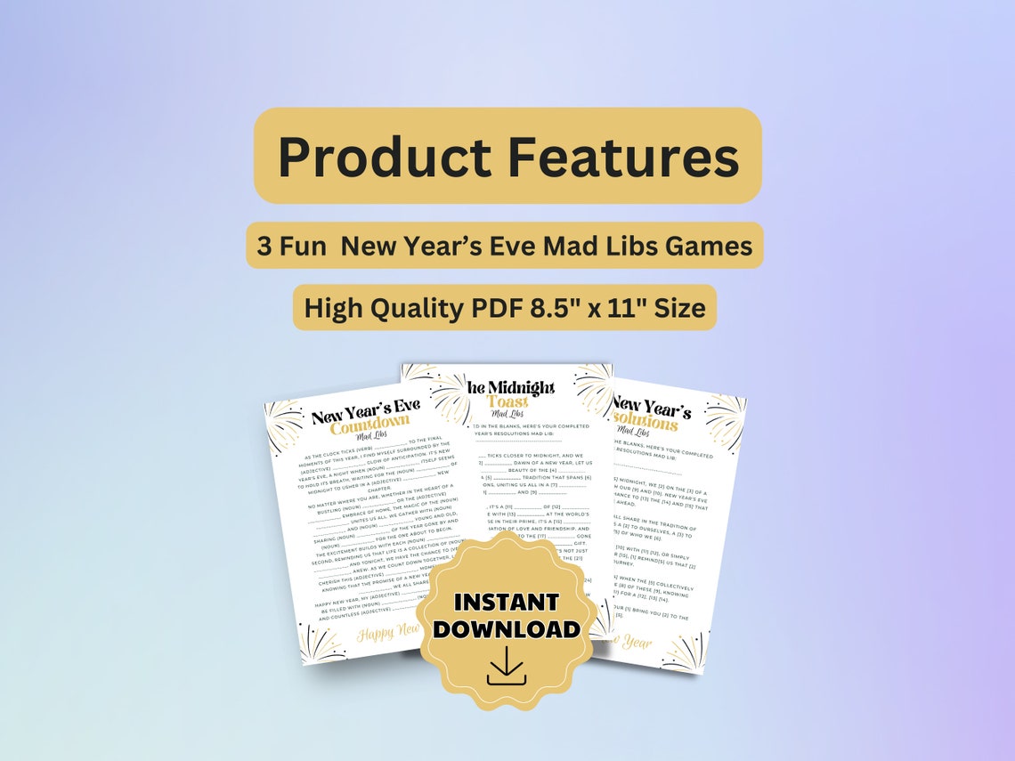 3 New Year's Eve Mad Libs Activity Bundle (3 Stories Included) - Etsy