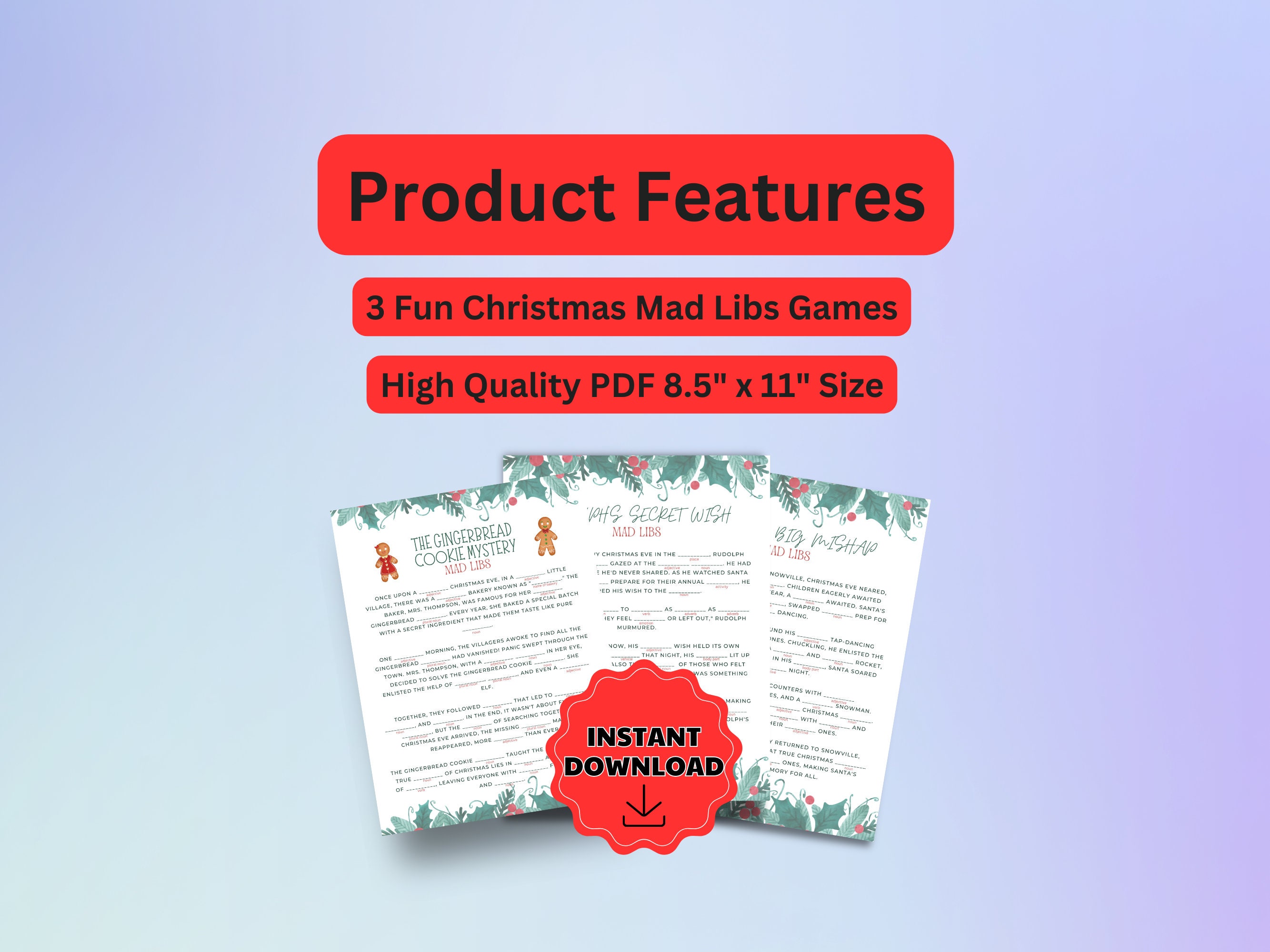 3 Christmas Mad Libs Stories Bundle, Holiday Party Game Printable ...