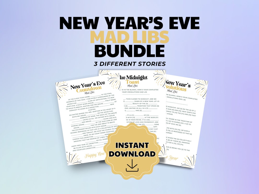 3 New Year's Eve Mad Libs Activity Bundle (3 Stories Included) - Etsy