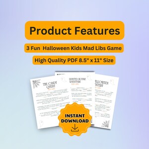 3 Fun Halloween Mad Libs Printable Fall Games Activity for Kids - 3 ...