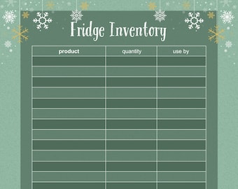 Kitchen Inventory Tracker Fridge Inventory Freezer Inventory Pantry ...