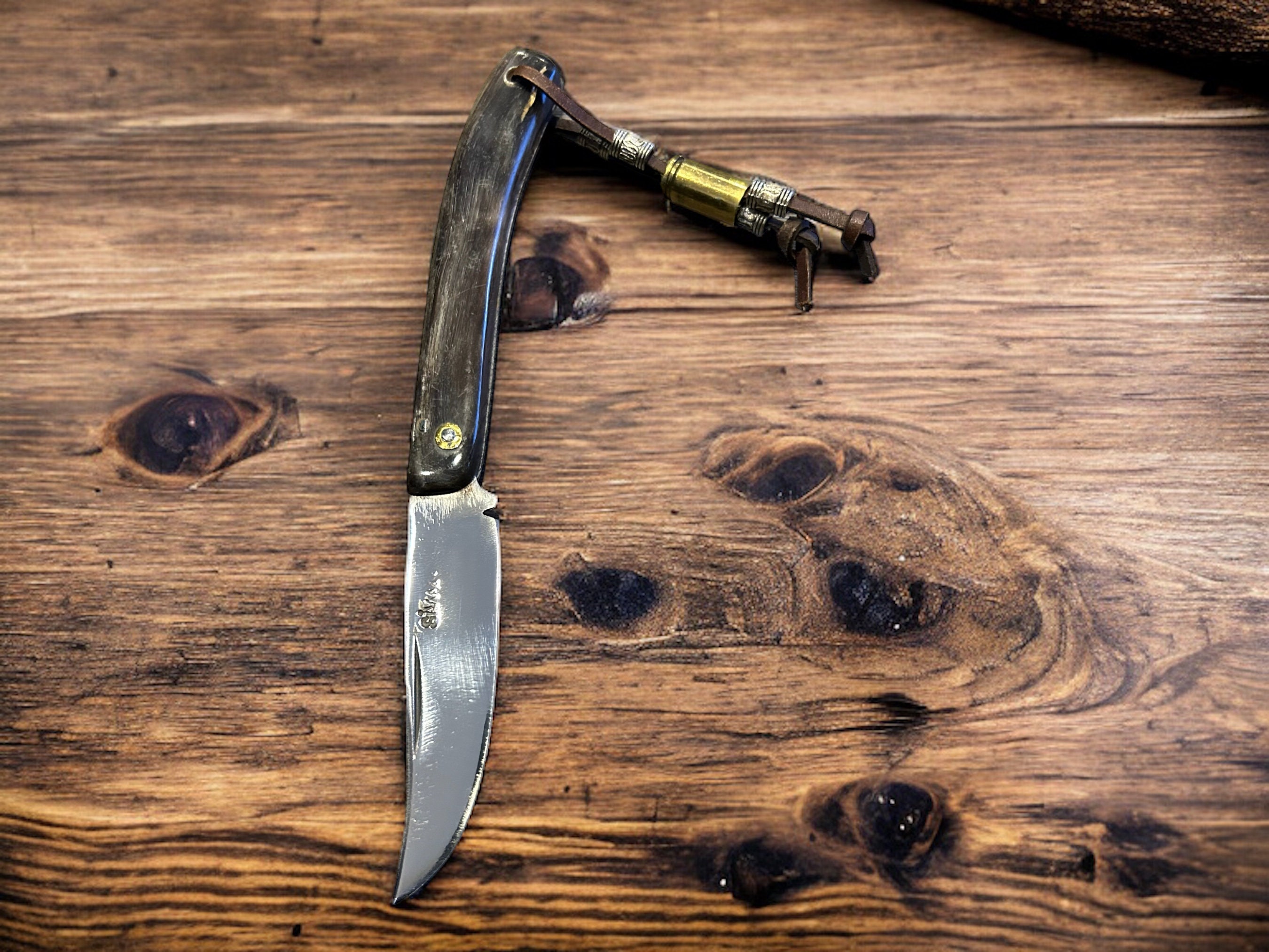 8'' Handmade Pocket Knife, Horn Handle Knife, Hunting Knife, Survival ...