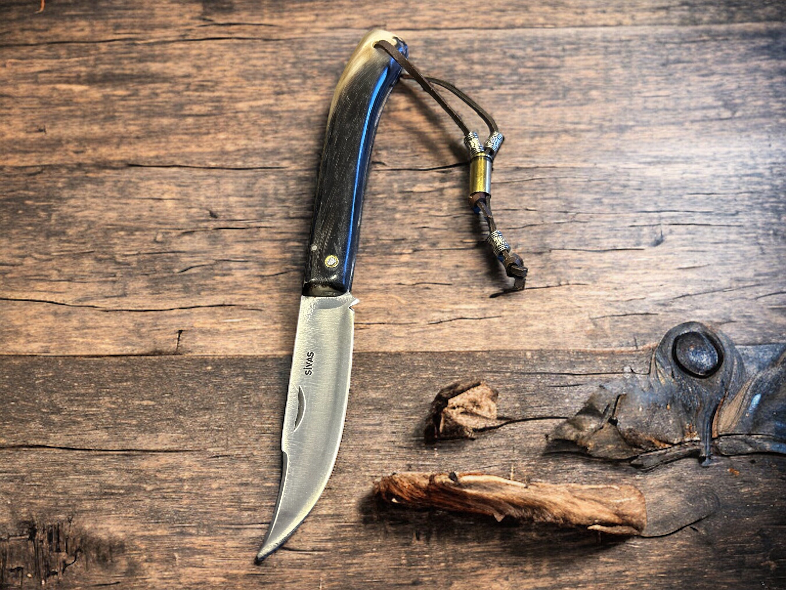 8'' Handmade Pocket Knife, Horn Handle Knife, Hunting Knife, Survival ...