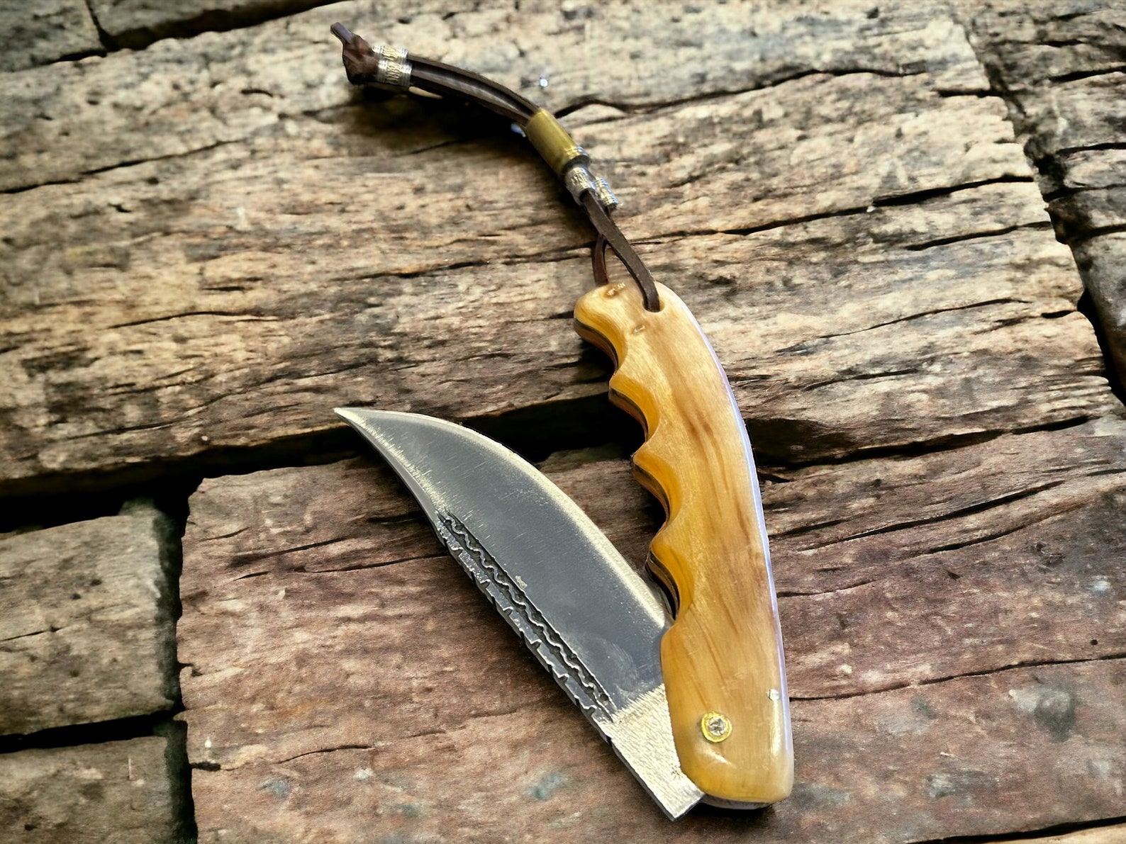 10'' Handmade Pocket Knife, Horn Handle Knife, Hunting Knife, Survival ...