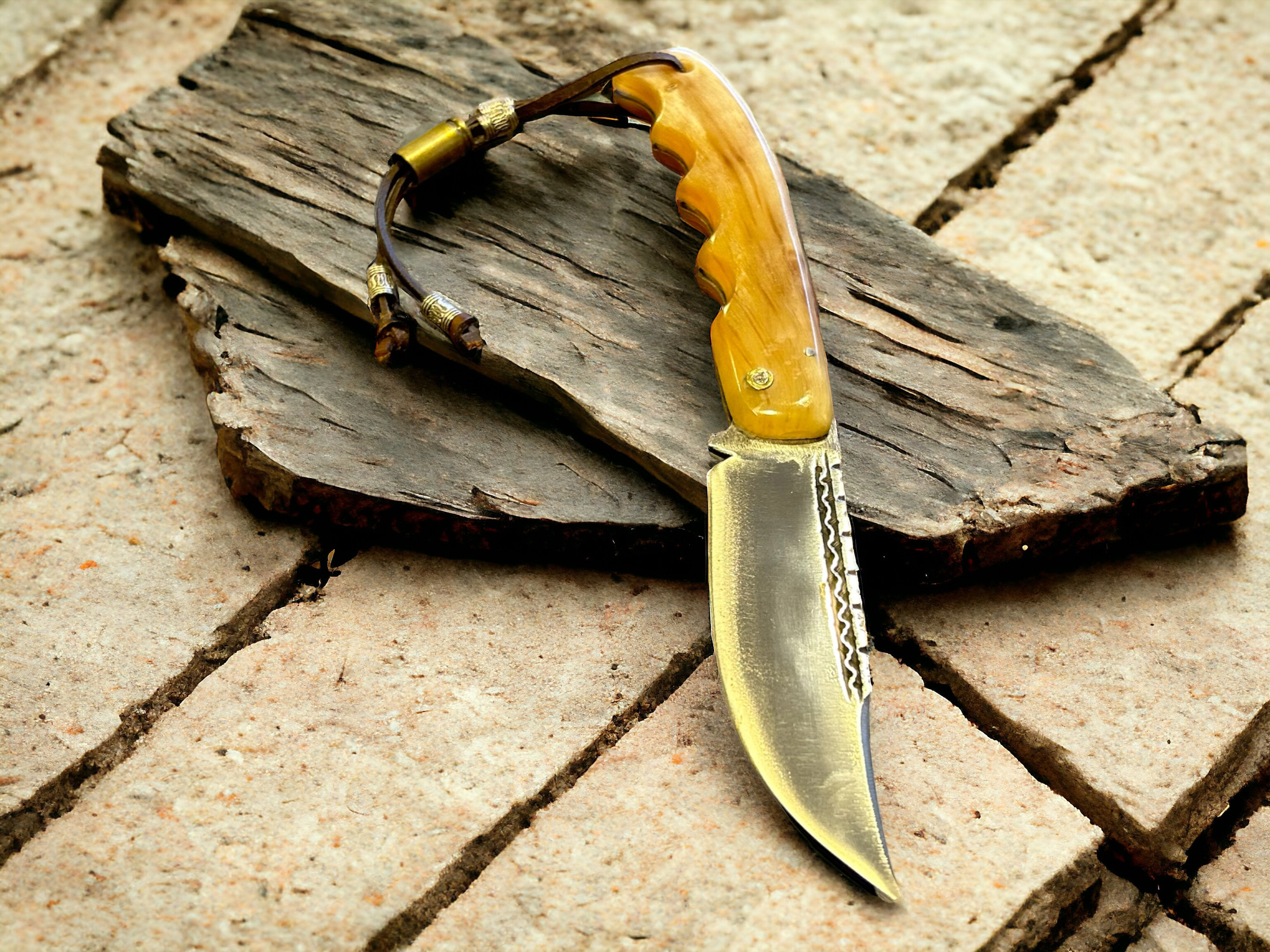 10'' Handmade Pocket Knife, Horn Handle Knife, Hunting Knife, Survival ...