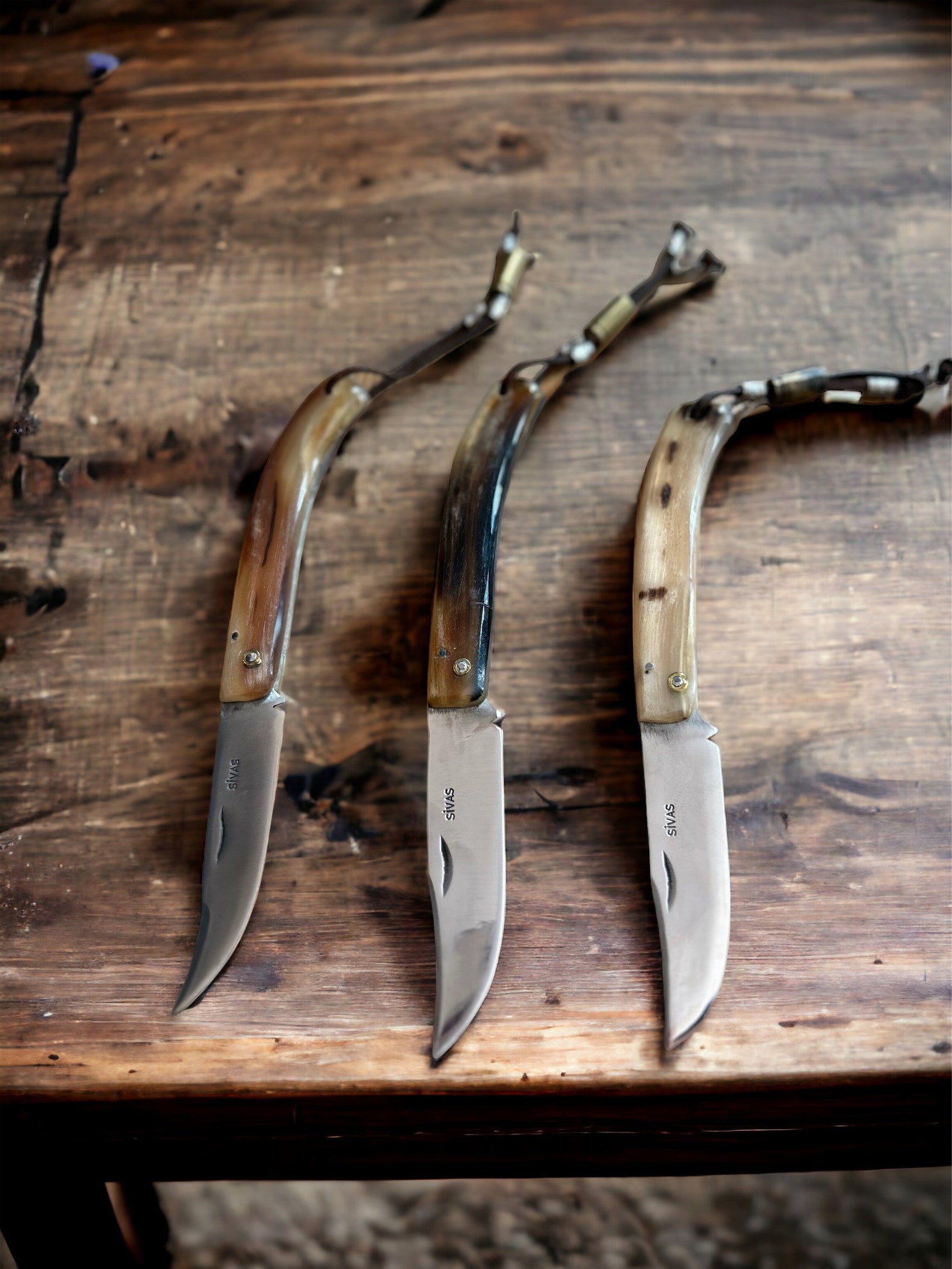 8'' Handmade Pocket Knife, Horn Handle Knife, Hunting Knife, Survival ...