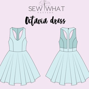 Octavia Dress Pattern|women Dress Sewing Pattern| Women Sewing Pattern Back Cutout Dress, Skater ...
