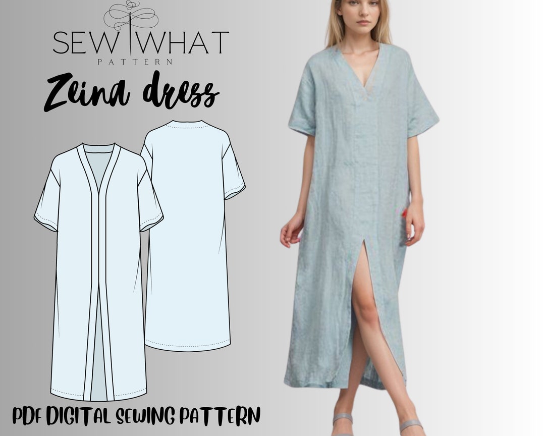 Zeina Linen Summer Dress Pattern|women Linen Dress Sewing Pattern|pdf ...