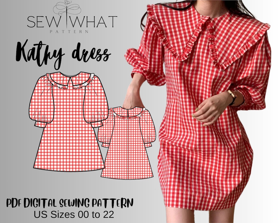 Kathy Dress Pattern|collar Dress Pattern| Mini Dress Pattern| PDF Sewing Pattern|women Dress ...