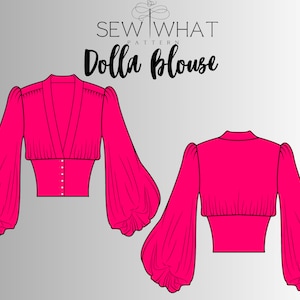 Dolla Blouse Pattern|women Blouse Sewing Pattern|women Top Sewing Pattern|puffy Long Sleeve ...