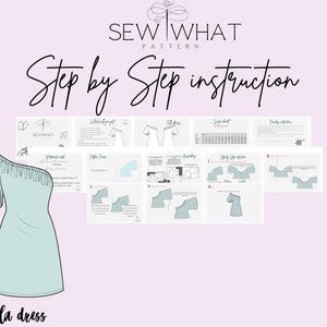 Ella Dress Pattern|one Shoulder Dress Pattern| Puffy Sleeve Pattern ...