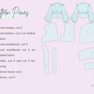 Dolla Blouse Pattern|women Blouse Sewing Pattern|women Top Sewing Pattern|puffy Long Sleeve ...