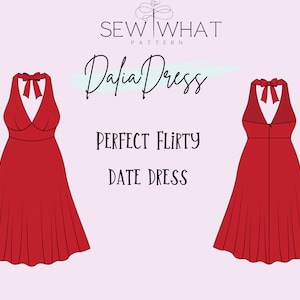 Dalia Dress Pattern|women Dress Sewing Pattern|flirty Dress Pattern|halter Dress Sewing Pattern ...