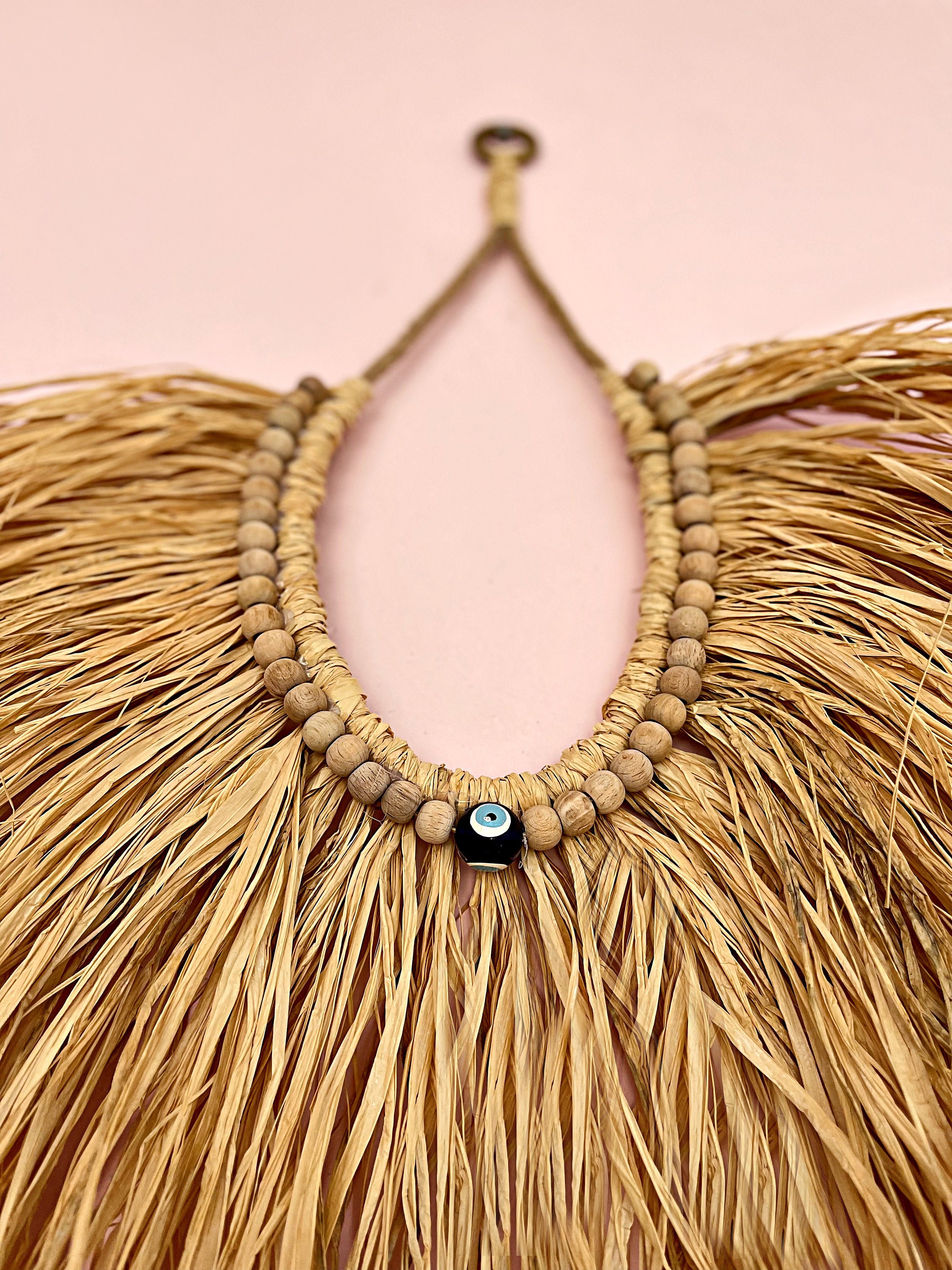 Natural Raffia Wall Hanging Boho Wall Decor Bohemian Raffia - Etsy