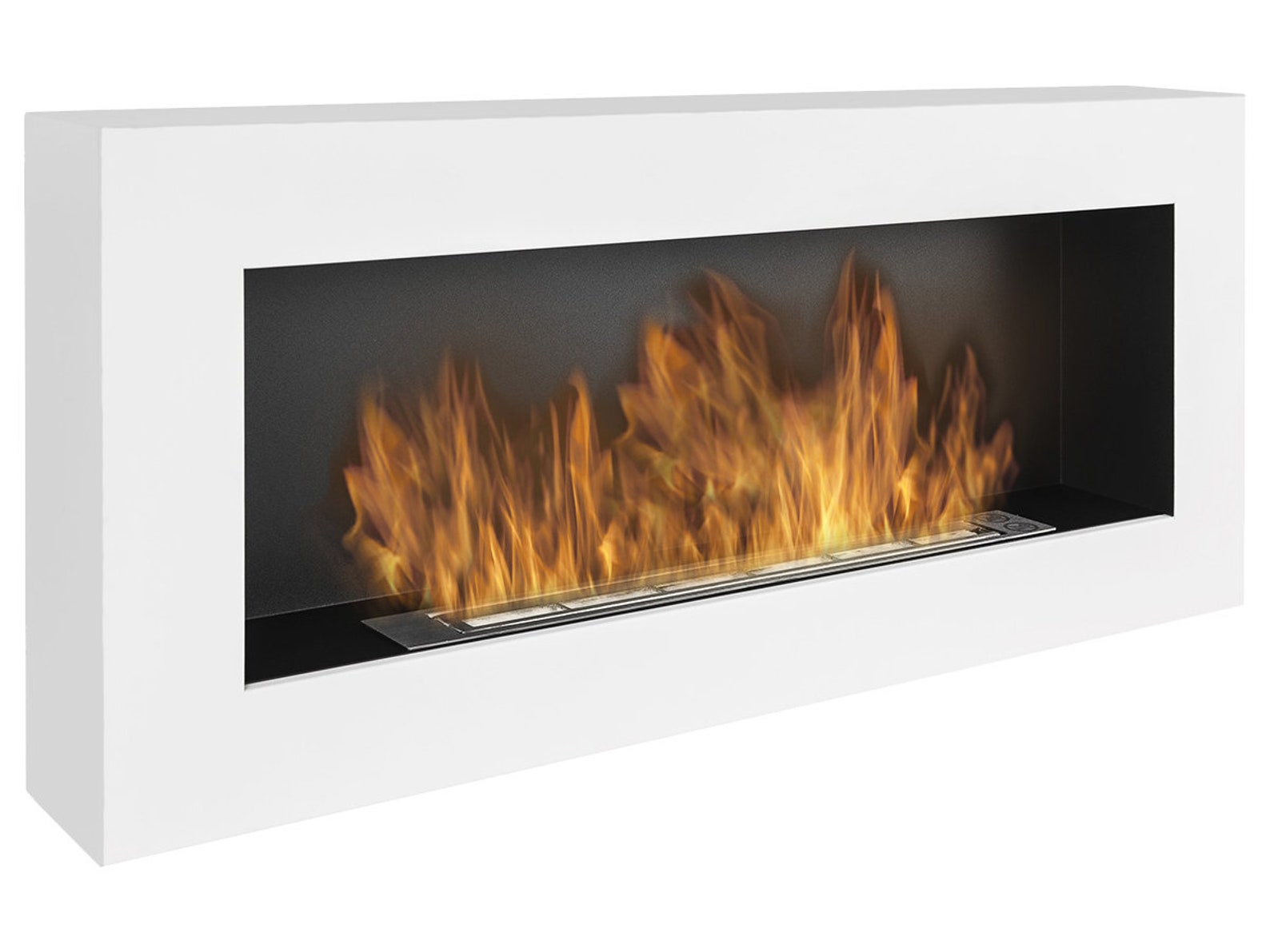 Matt White Bioethanol Fireplace BOX 900 Mm Without Glass. Wall-mounted ...
