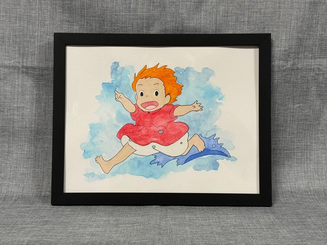 Ponyo Studio Ghibli Watercolor Painting Gift or Decor for Ghibli Fans ...