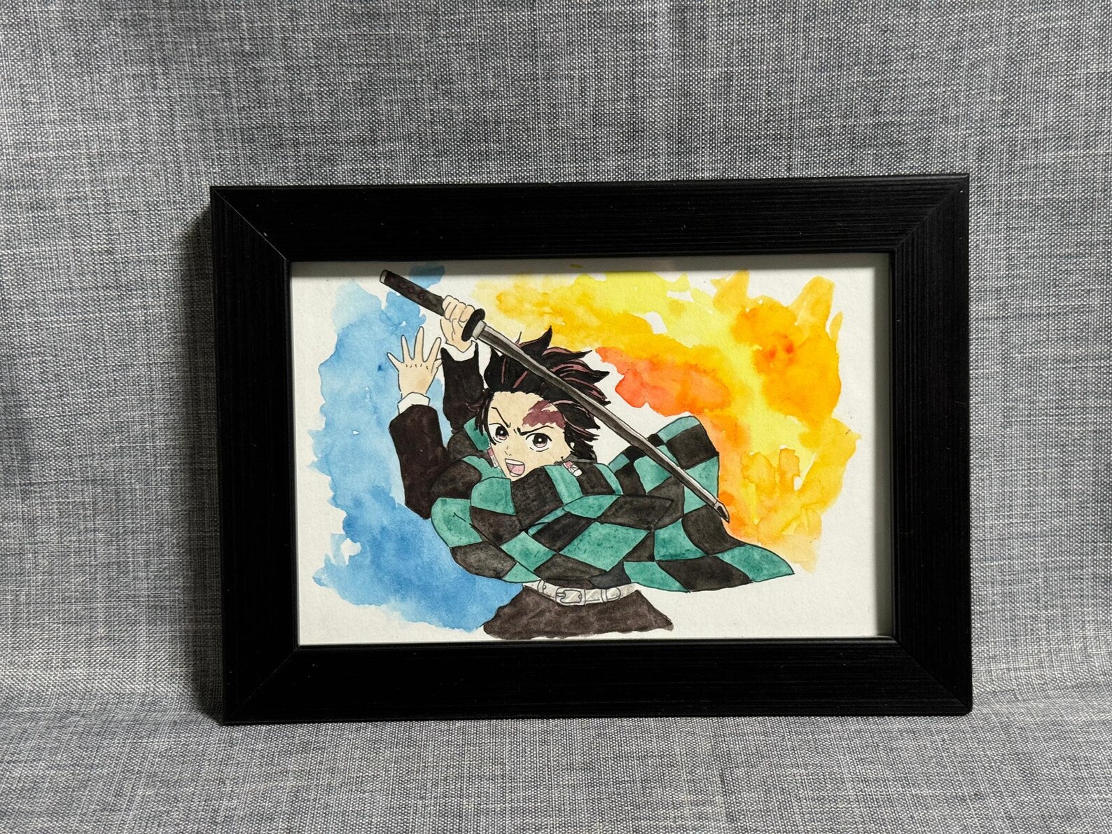 Demon Slayer Watercolor Framed Paintings Kimetsu No Yaiba Gift or Decor ...