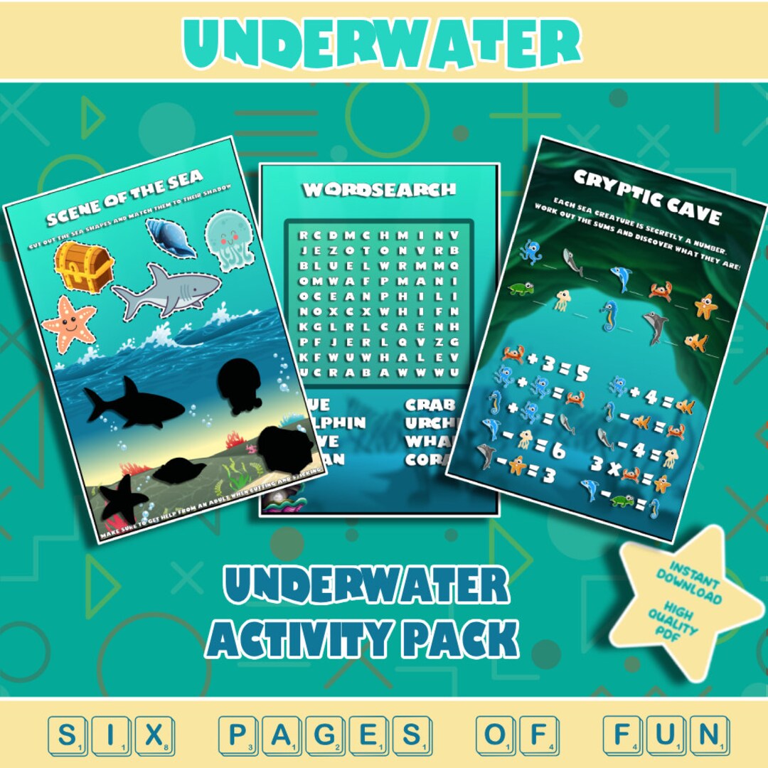 UNDERWATER Activity Sheets - Kids Underwater Pack: Cut Out + Colouring ...