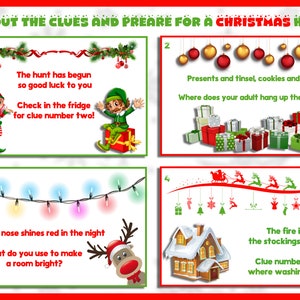 CHRISTMAS Hunt 12 Clues for Kids Indoor Scavenger Activity Game Find ...