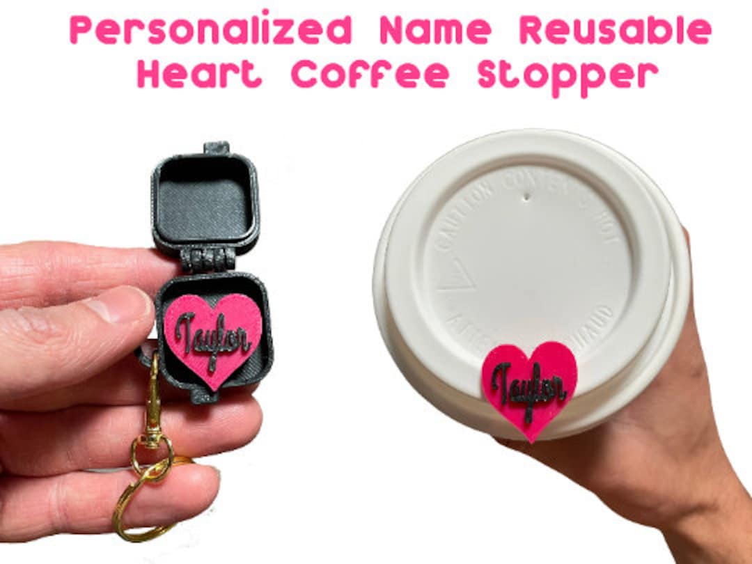 Personalized Name Pink Coffee Stopper With Case Hot Cups Seals Into Cup ...