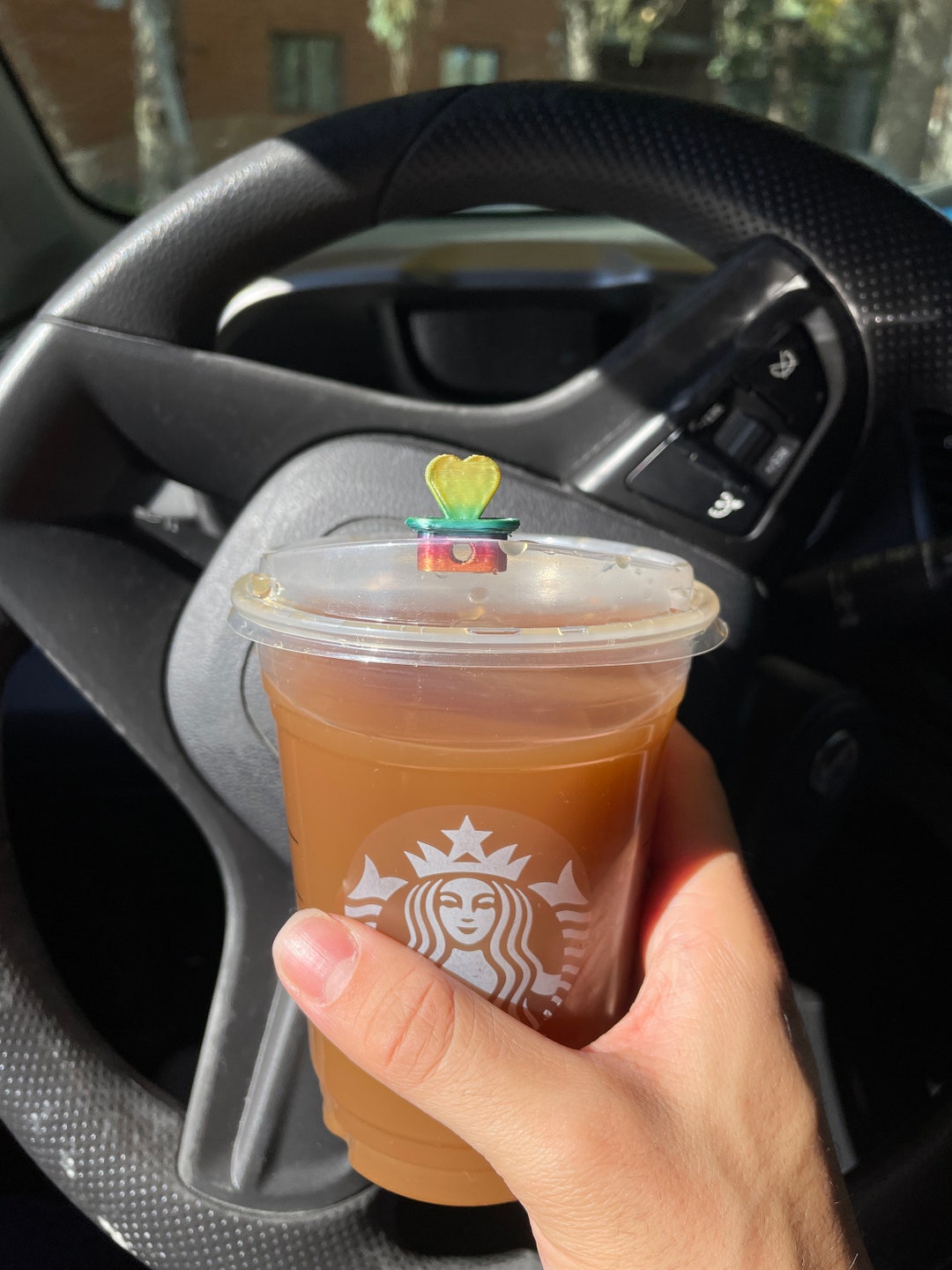 Cold Brew and Hot Cup Reusable Coffee STOPPER Rainbow Heart Hang on ...