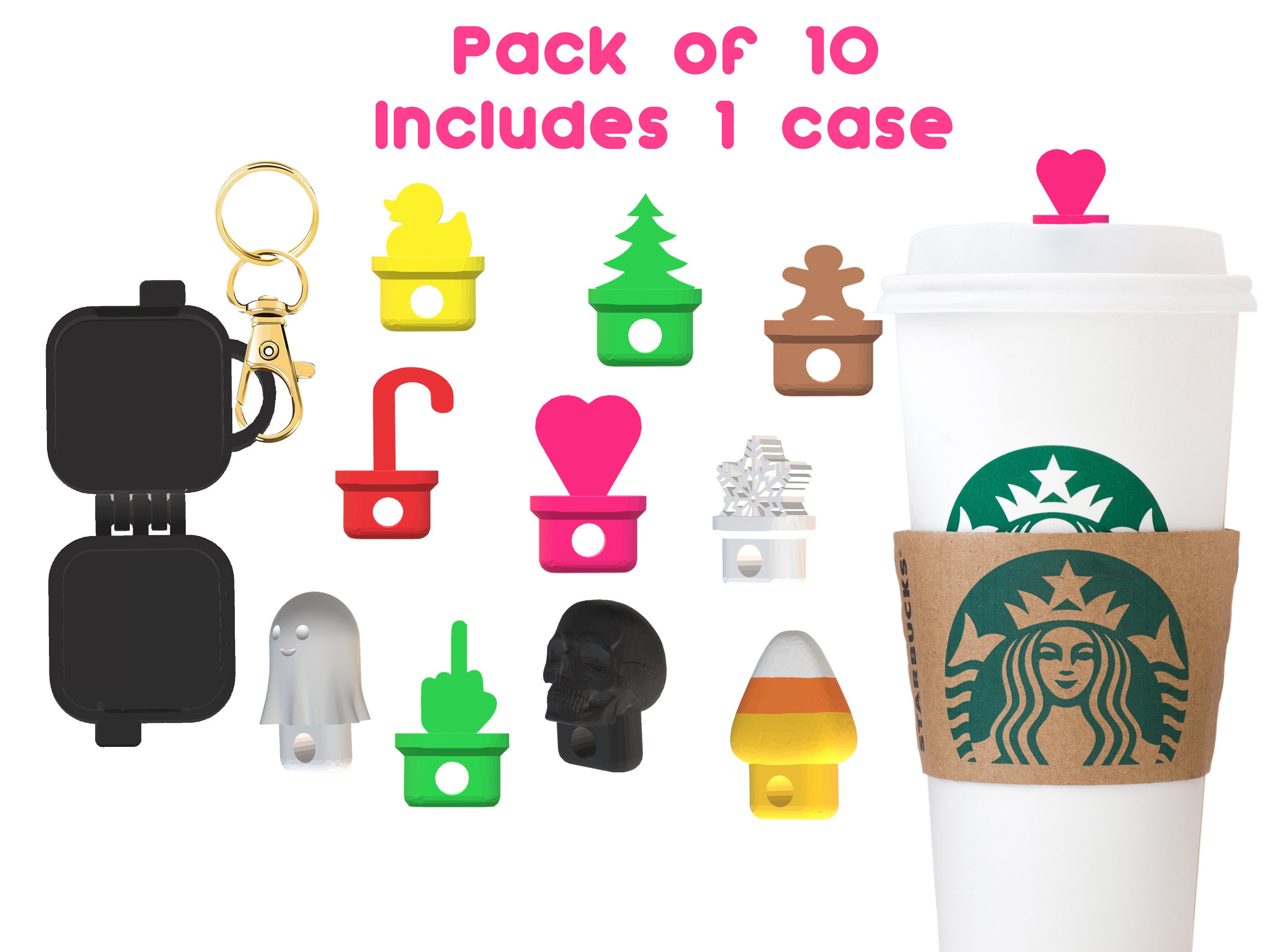 Pack of 10 Starbucks Reusable Coffee Stopper Case With Coffee Stopper ...