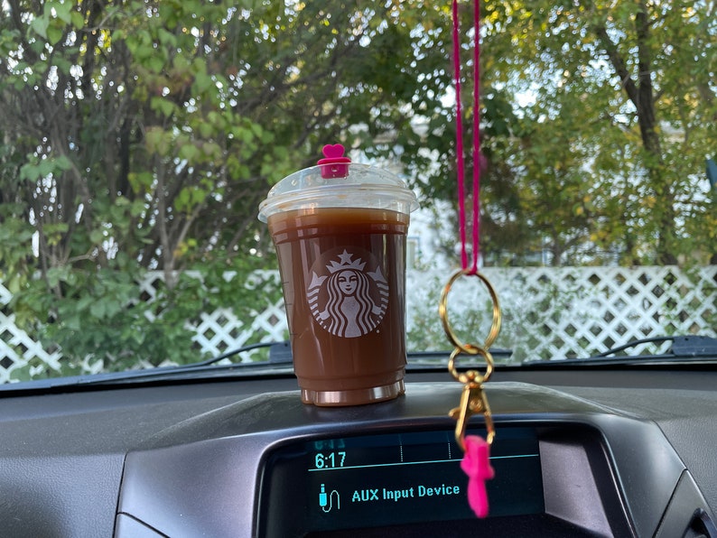 Cold Brew Starbucks Reusable Coffee STOPPER Heart Hang on Rear View ...