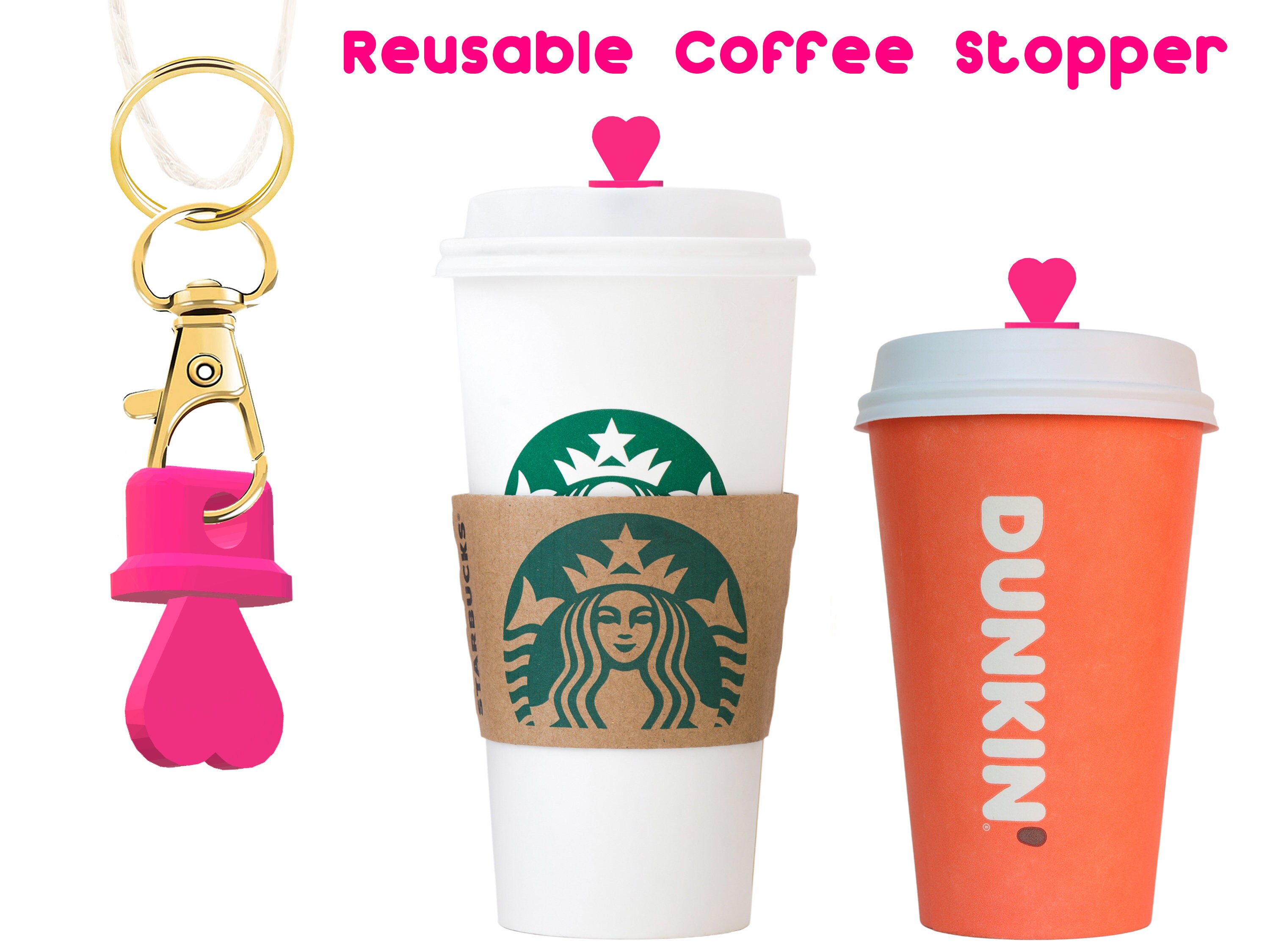 Cold Brew Starbucks Reusable Coffee STOPPER Heart Hang on Rear View ...