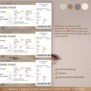 Custom Boarding Pass Invitation Template, Editable Travel Ticket ...