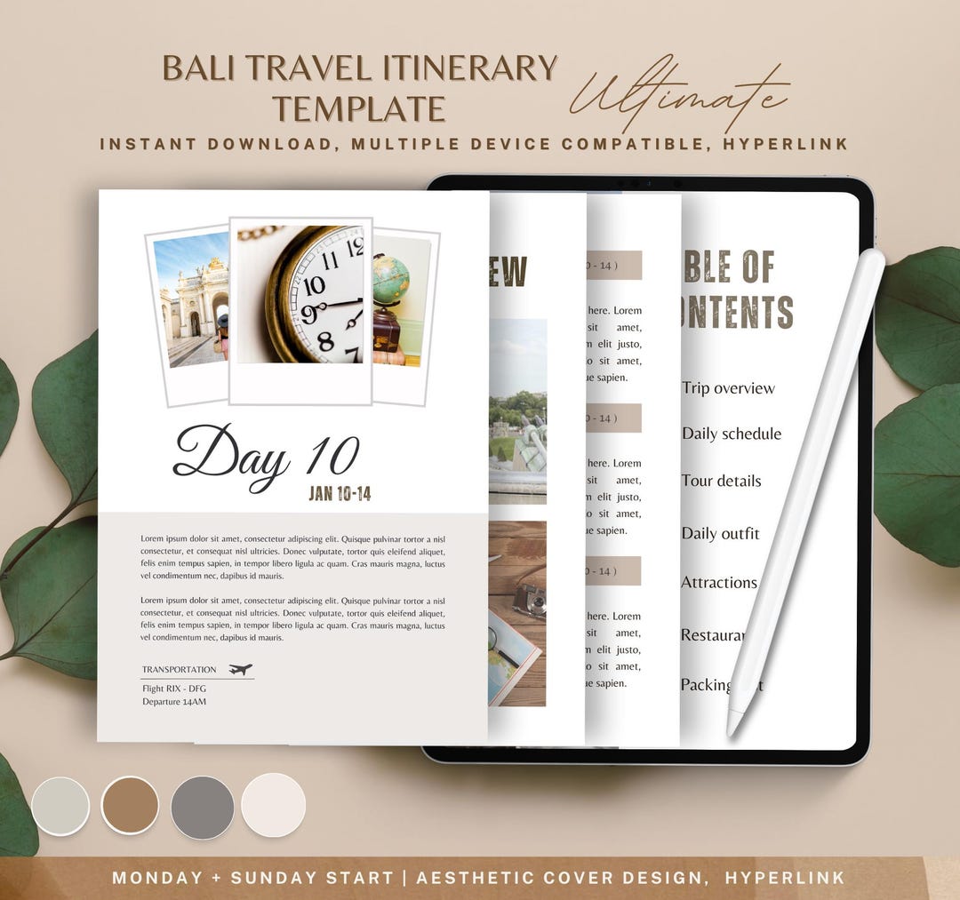 Bali Travel Itinerary Template, Editable Canva Trip Planner, Vacation ...