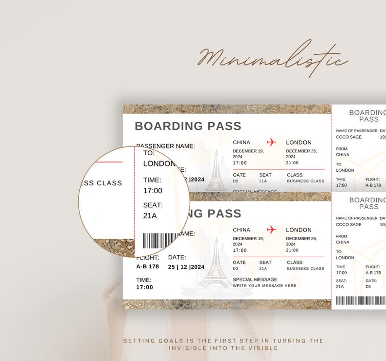 Custom Boarding Pass Invitation Template, Editable Travel Ticket ...