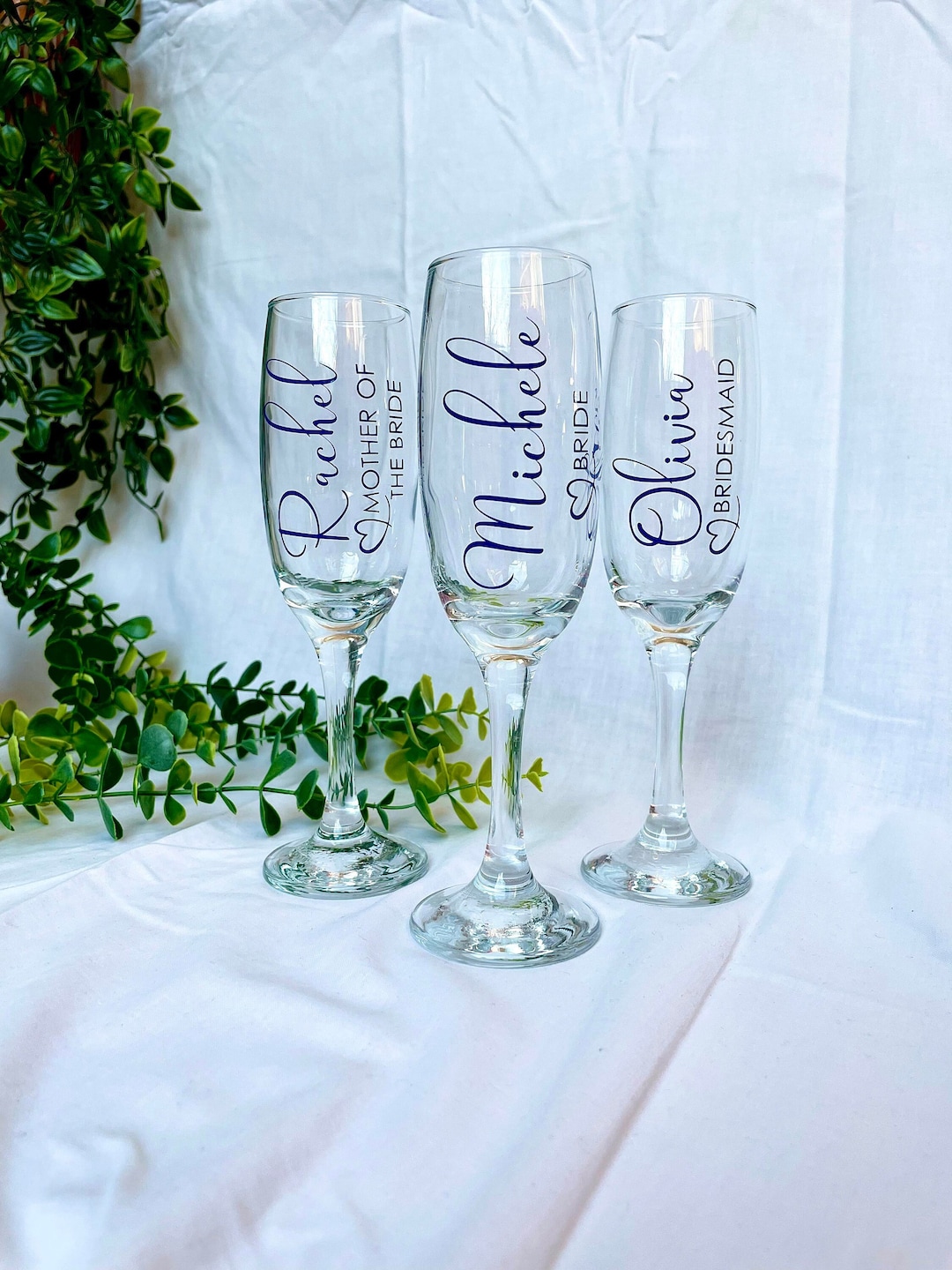 Personalized Bridesmaid Champagne Flutes - Custom Bridal Party Glasses ...