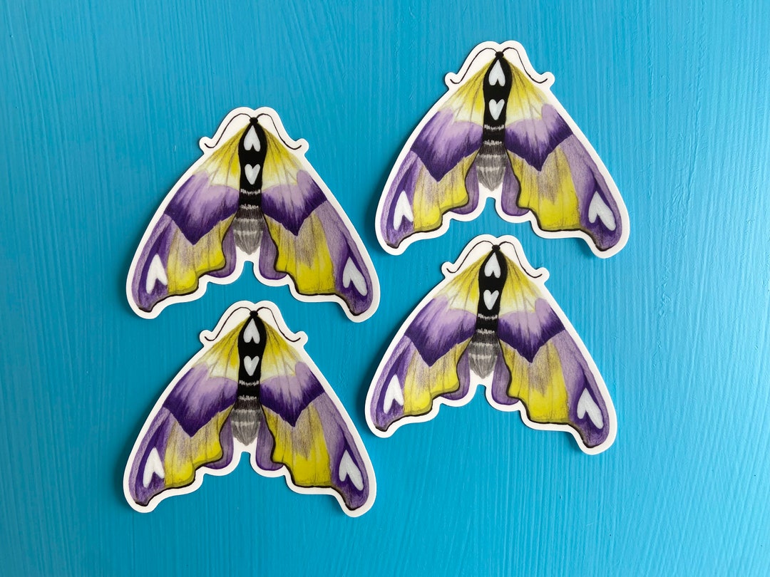 Non Binary Love Moth Sticker LGBTQ Sticker Pack Queer Love Bug Birthday Gift Subtle Non Binary ...