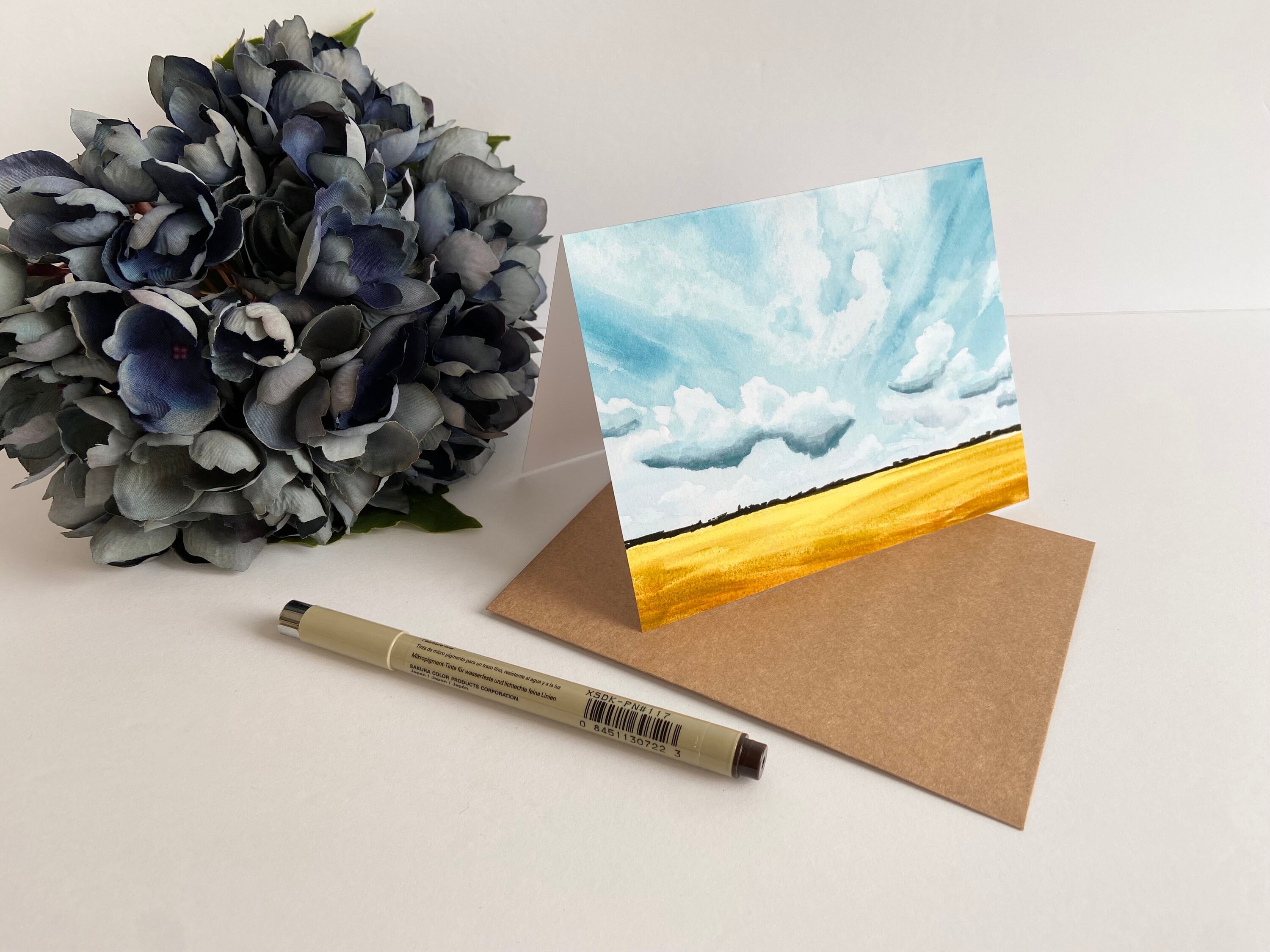 Bright Rustic Landscape Blank All Occasion Greeting Card Handmade Art ...